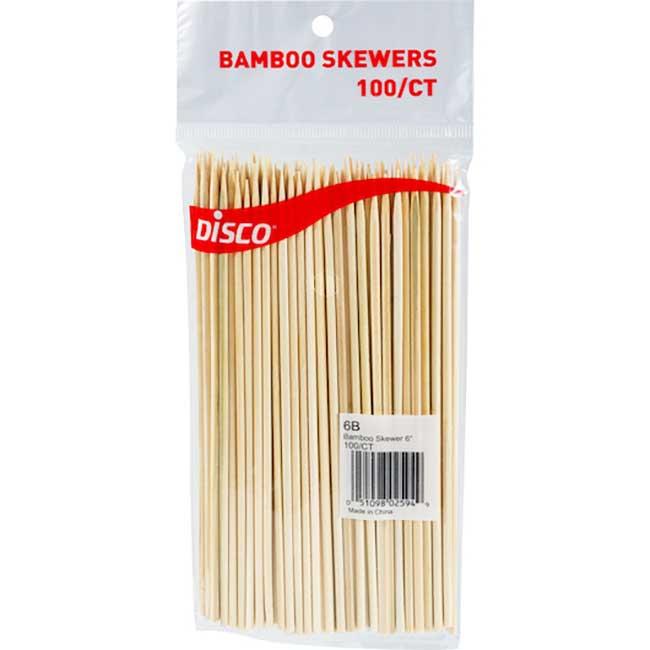 Disco 6 Inch Bamboo Skewers| 100 Count